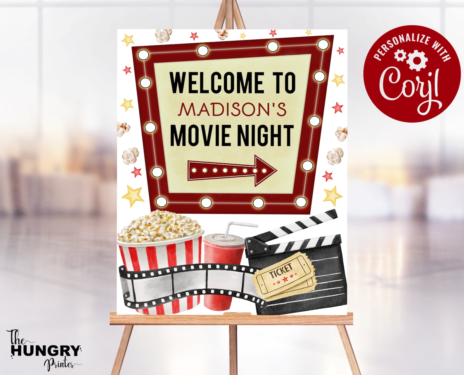 Movie Welcome Sign, Movie Night Sign, Movie Night Birthday Party ...
