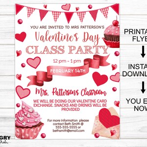 Valentine's Day Class Party, Valentine's Day Party Flyer, Classroom ...