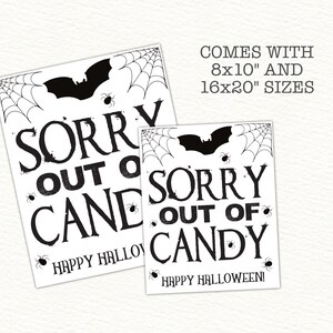 Halloween Sorry Out of Candy Sign, Treat or Treat Sign, No Candy ...
