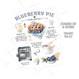 Blueberry Pie Print, Blueberry Birthday, Blueberry Baby Shower, Recipe ...