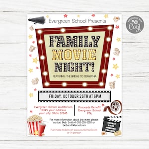 Family Movie Night Flyer, Movie Flyer, Movie Night Flyer, Cinema ...