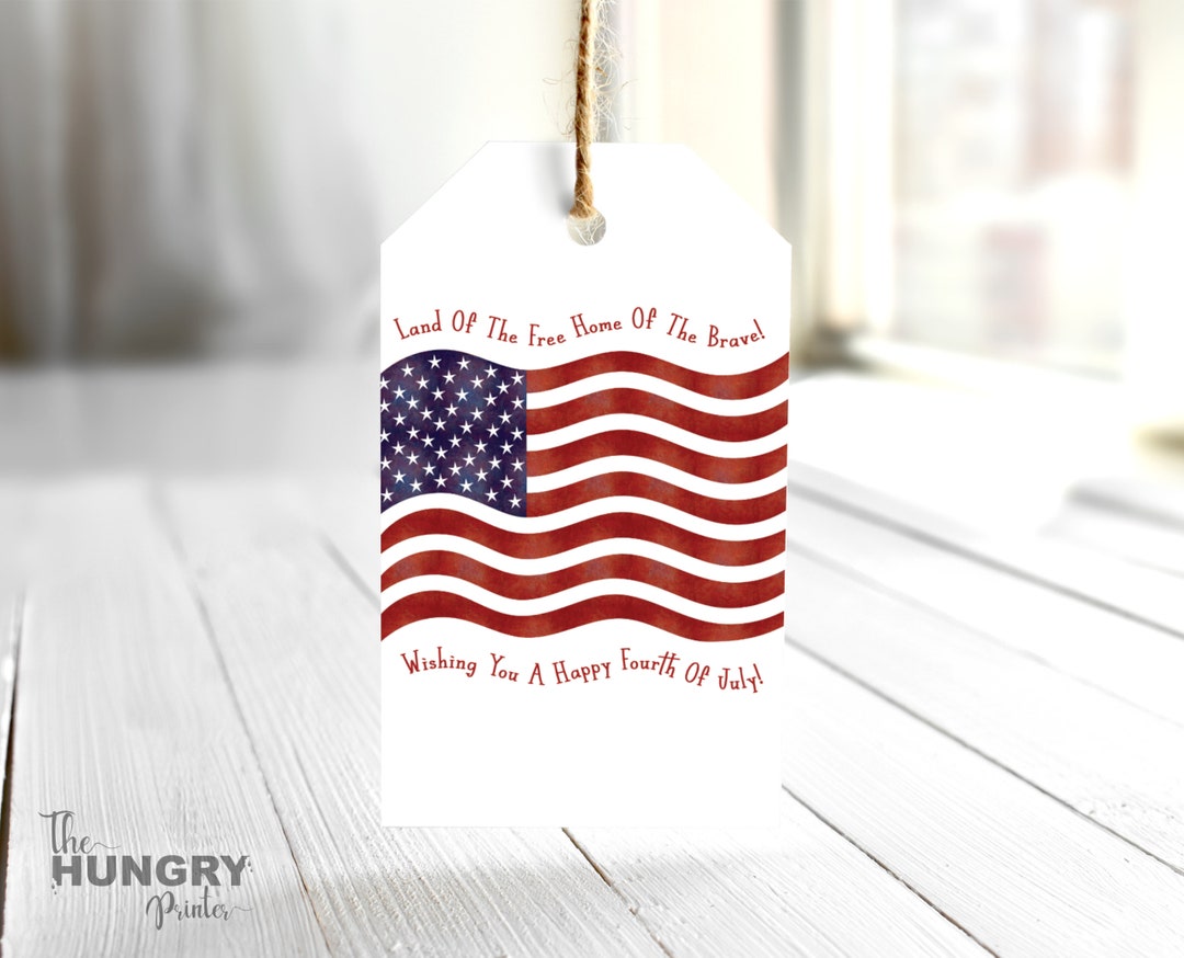 4th of July Tags, Land of the Free, Gift Tag, Printable 4th of July Tag ...