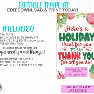 Holiday Thank You Tag, Christmas Appreciation Tag, Holiday Thank You ...