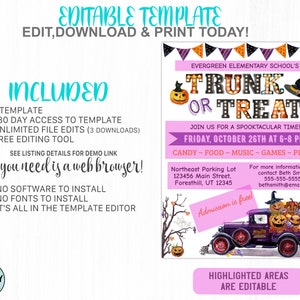 Trunk or Treat Flyer, Trunk or Treat Invite, Halloween Event Flyer ...