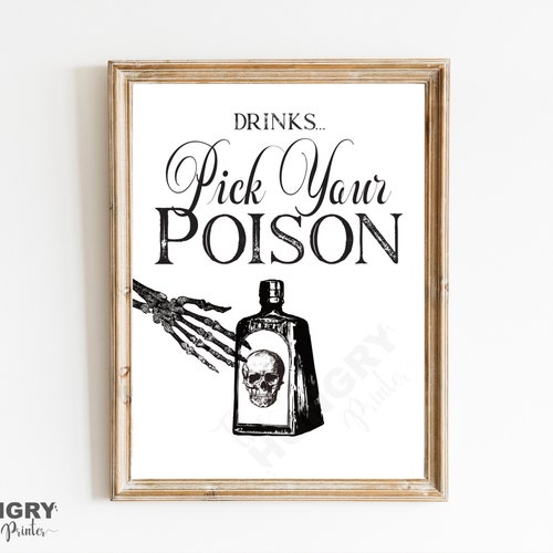 Pick Your Poison Printable Sign Halloween Bar Sign - Etsy