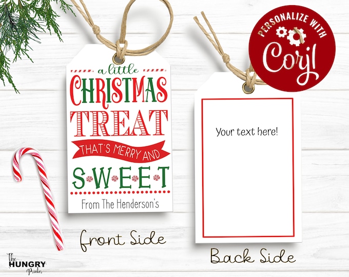 Merry Christmas Tree Holiday Party Candy Favor Bag Gift Tag Printable ...