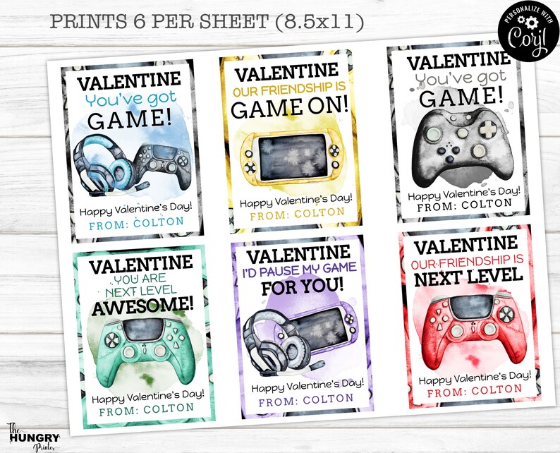 Gamer Valentine Cards School Valentine Cards Editable - Etsy