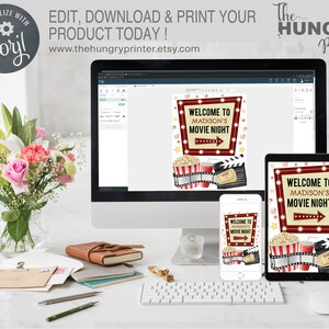 Movie Welcome Sign Movie Night Sign Movie Night Birthday - Etsy Australia