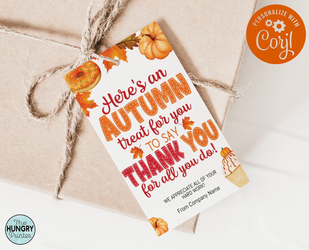 Fall Treat Tags, Fall Appreciation Tags, Autumn Thank You Tags, Fall ...