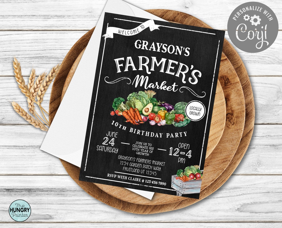 Farmers Market Invitation, Farmers Market Birthday, Farmers Market ...