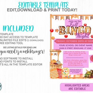 Fall Bingo Template, Bingo Night Flyer, Bingo Fundraiser Flyer, Bingo ...