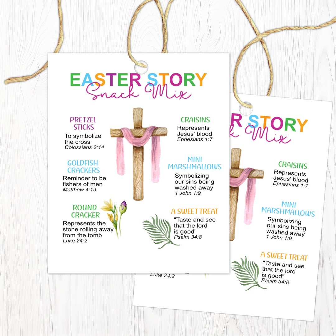 Easter Story Snack Mix, Easter Gift Tags, Holy Week, Easter Snack Mix ...