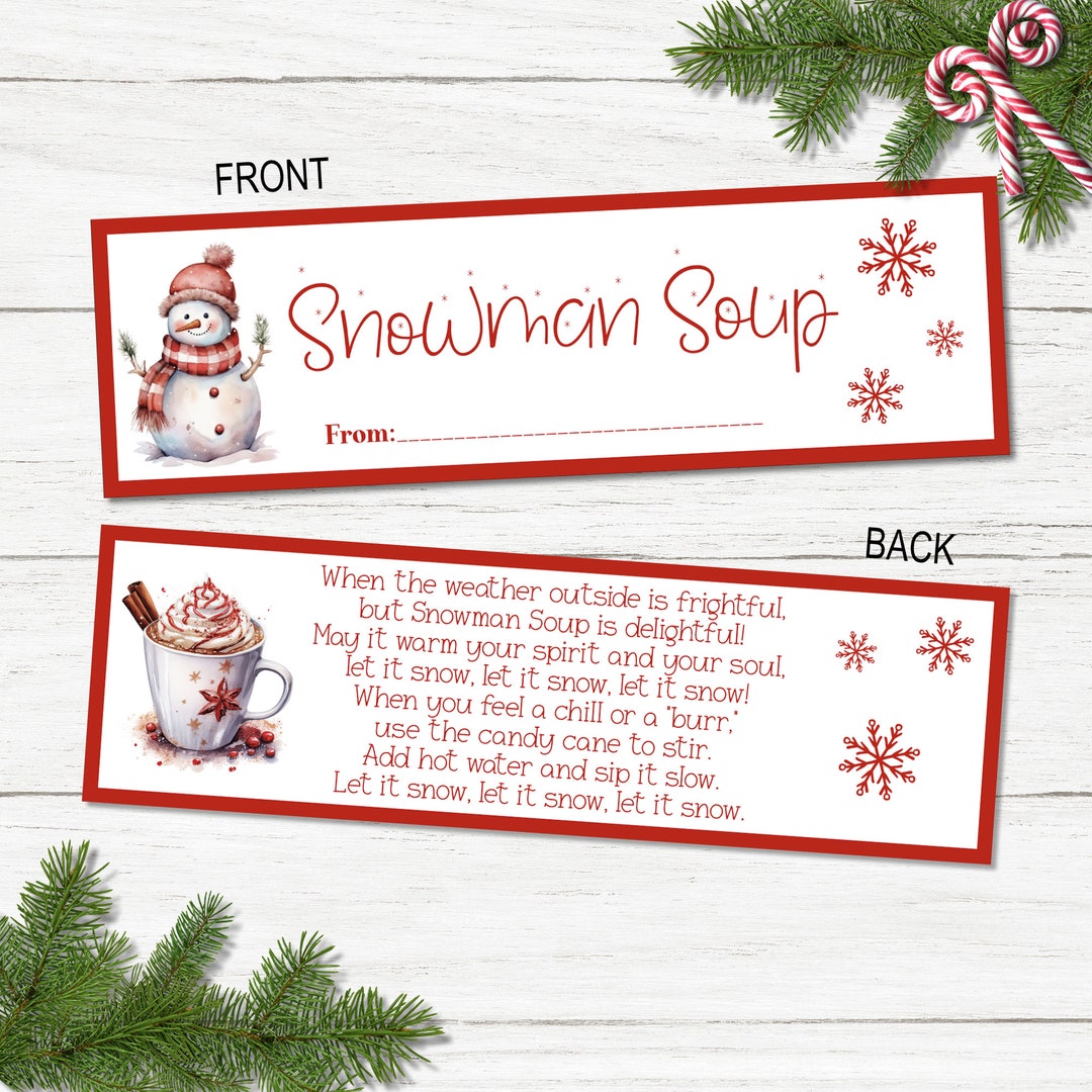 Snowman Soup Bag, Snowman Soup Labels, Snowman Soup Tag, Hot Cocoa Tag ...