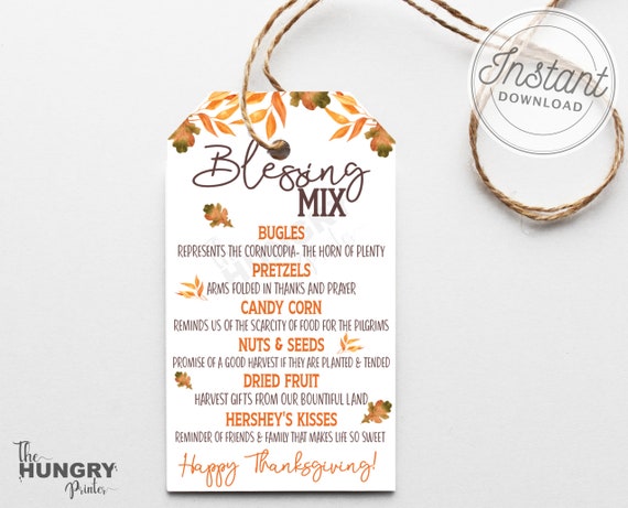 Printable Thanksgiving Gift Tag Blessing Mix Label - Etsy