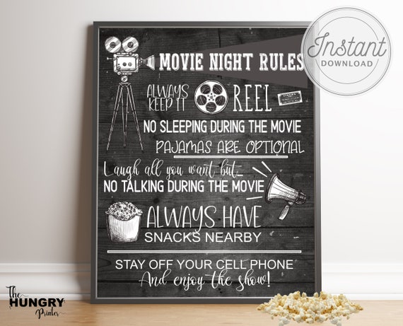 Theater Rules Sign Movie Night Rules Movie Theater Sign - Etsy