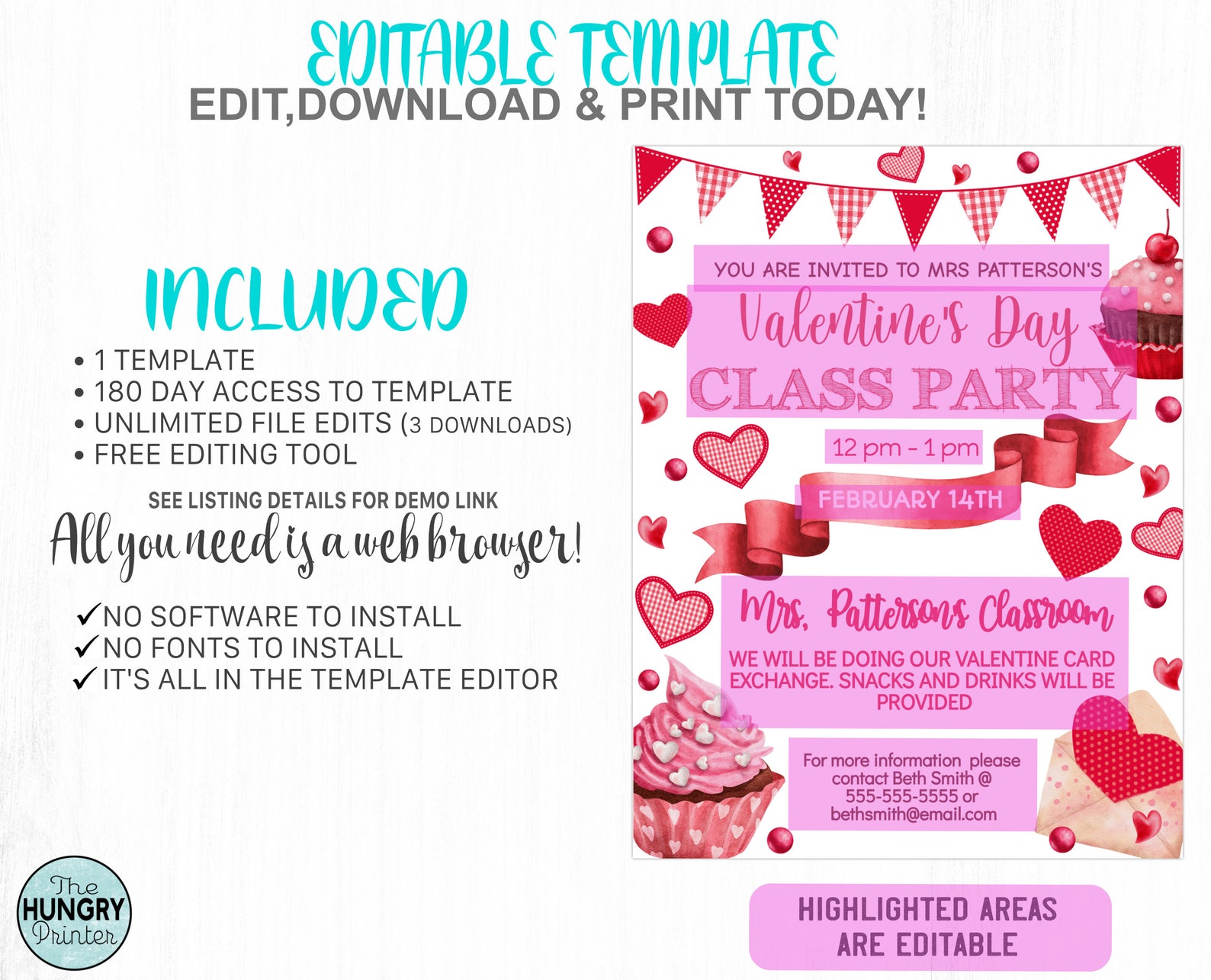 Valentine's Day Class Party, Valentine's Day Party Flyer, Classroom ...
