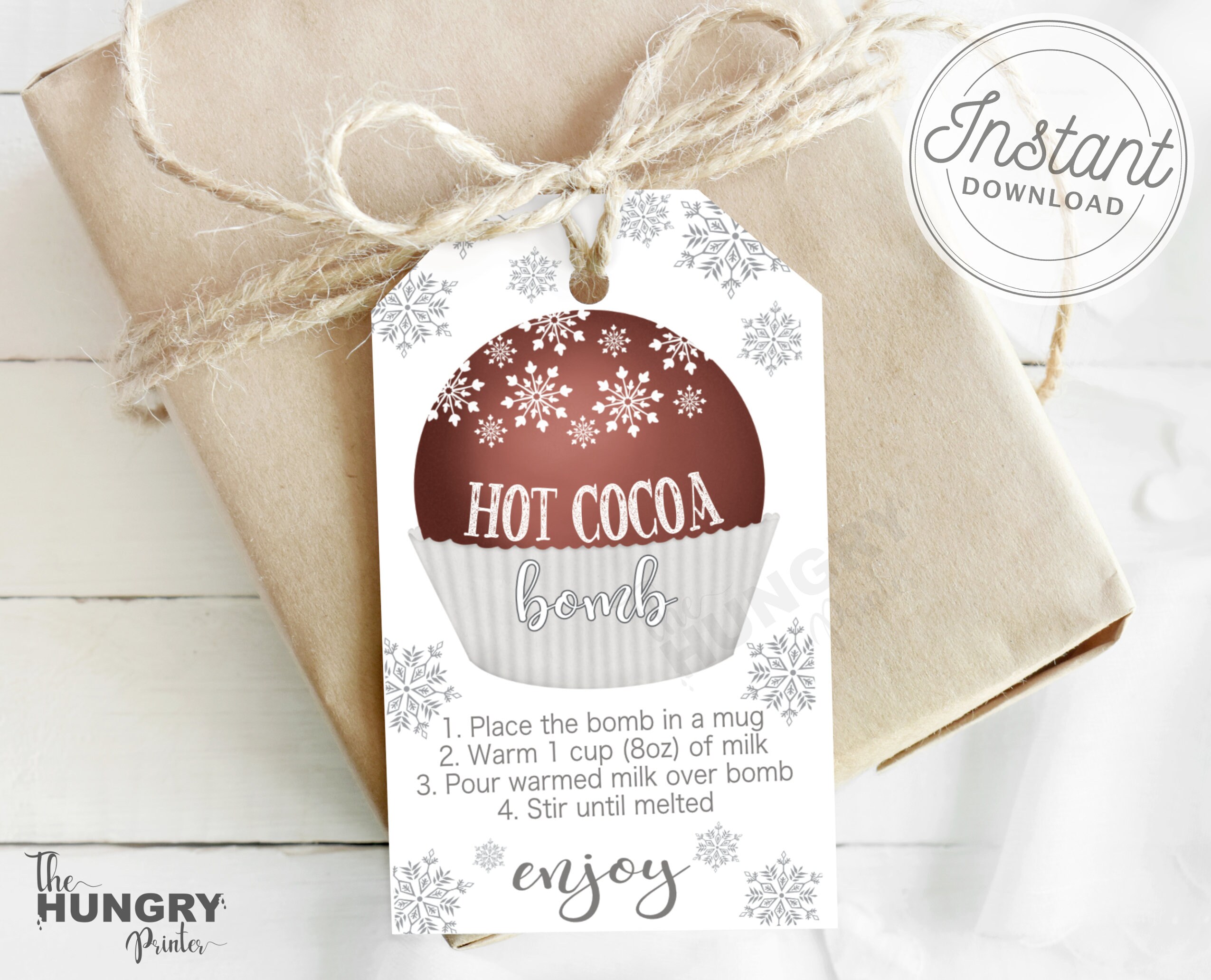 Hot Chocolate Bomb Tag Printable Printable Hot Cocoa Bomb | Etsy