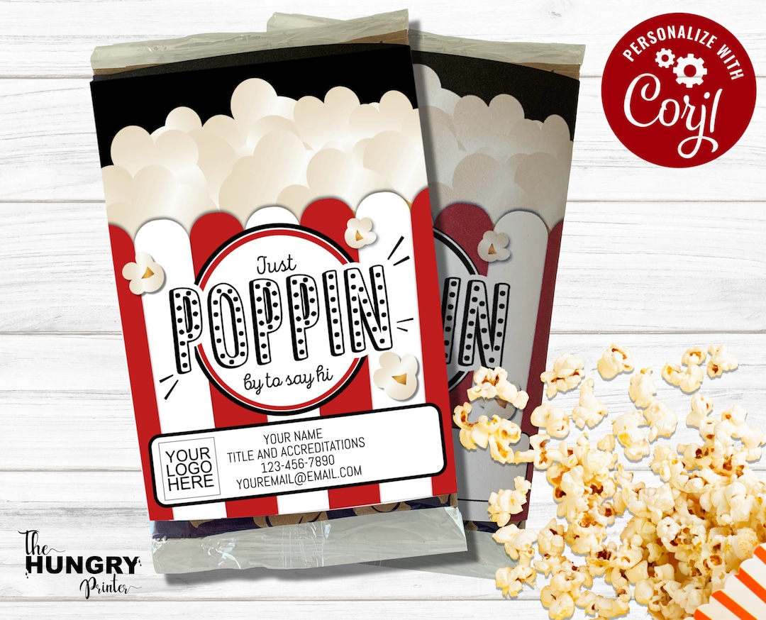 Popcorn Pop By, Popcorn Labels, Popcorn Marketing Template, Popcorn ...