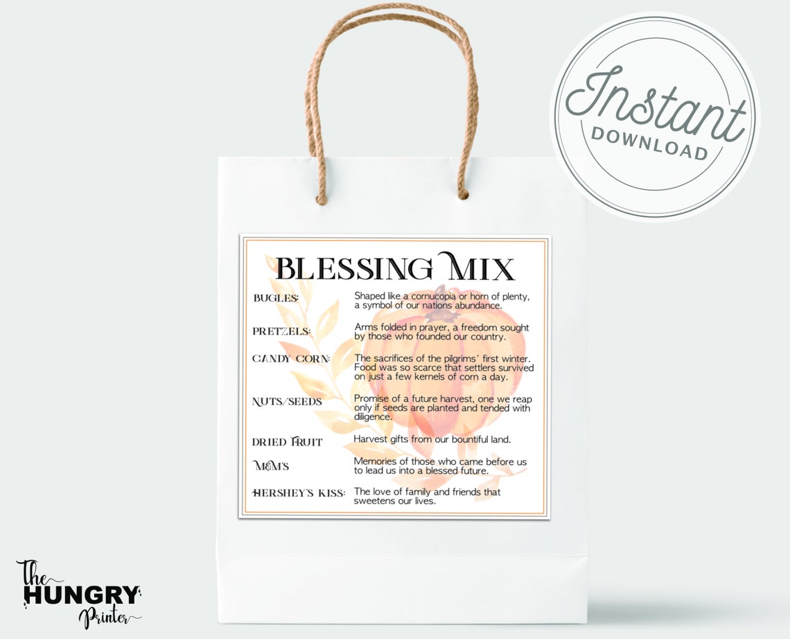Blessing Mix Label Thanksgiving Blessing Mix Label - Etsy