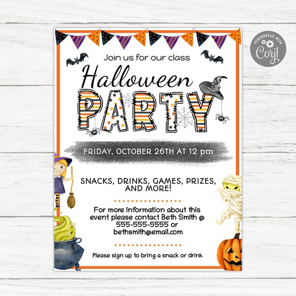 Halloween Class Party Flyer - Etsy