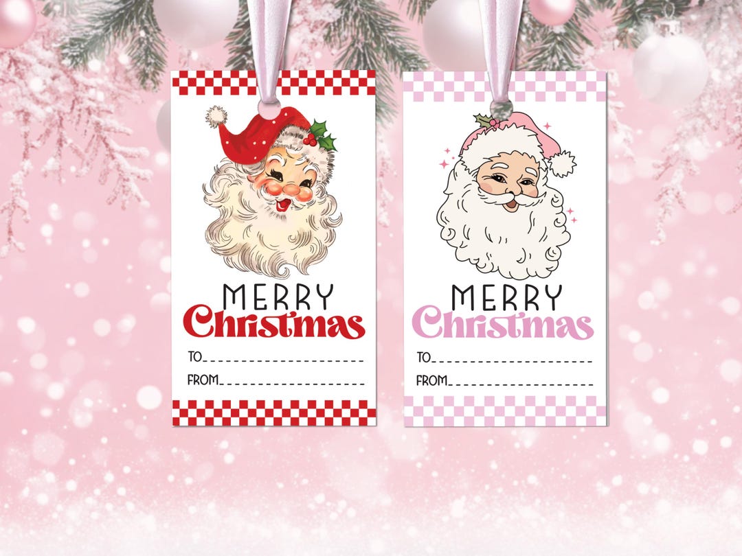 Retro Christmas Gift Tags, Vintage Christmas Tags, Merry Christmas Tag ...