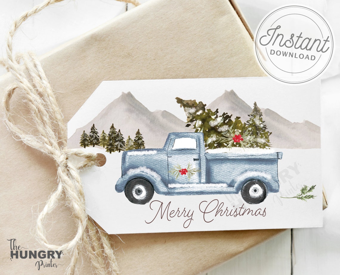 Printable Christmas Tags Christmas Truck Tags Christmas - Etsy