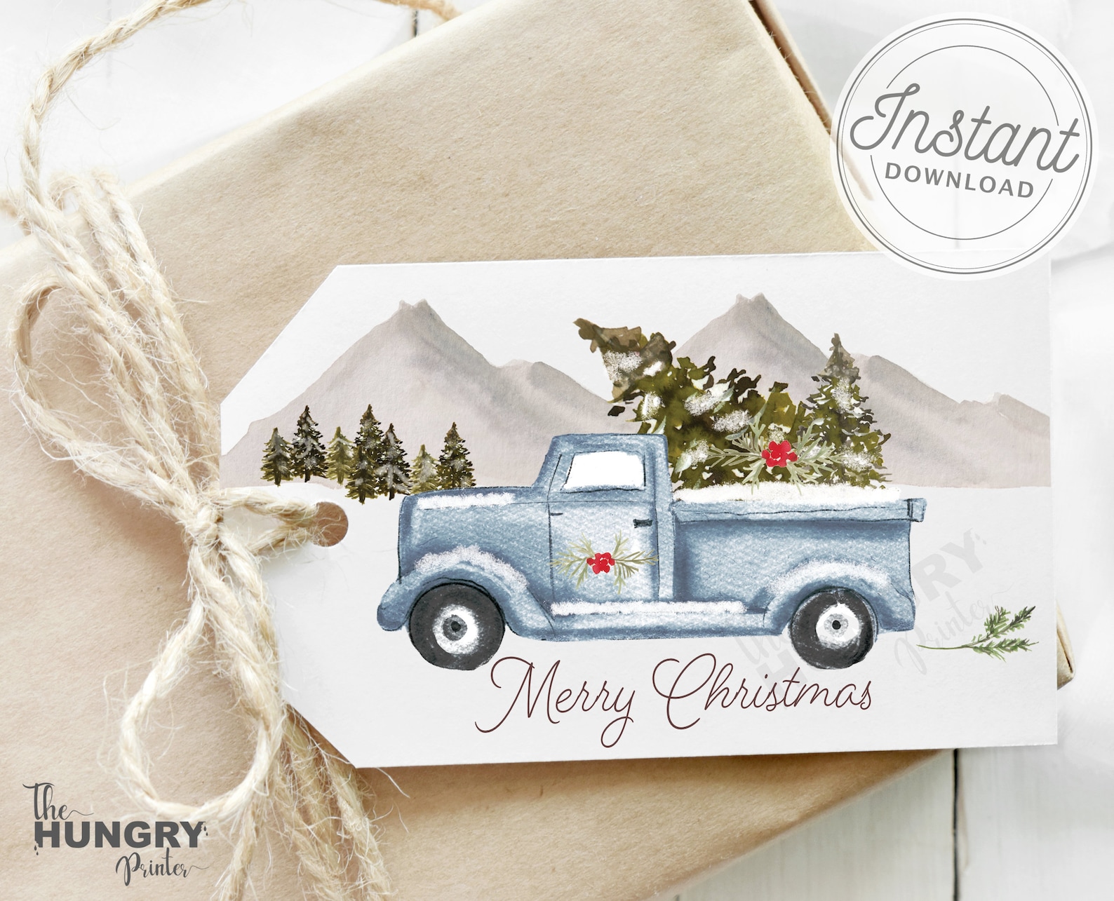 Printable Christmas Tags Christmas Truck Tags Christmas - Etsy