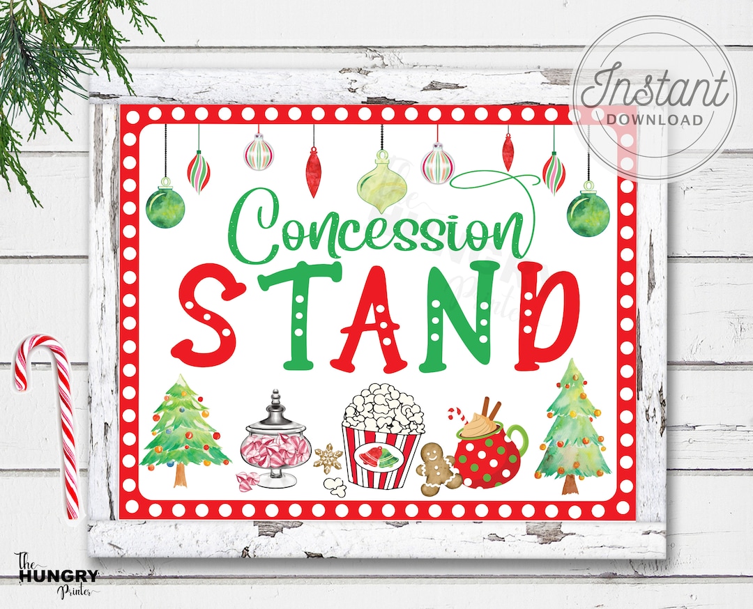 Christmas Movie Night, Movie Concession Sign, Christmas Movie Birthday ...
