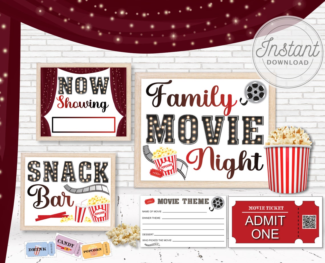 Family Movie Night Movie Night Bundle Movie Night Tickets - Etsy