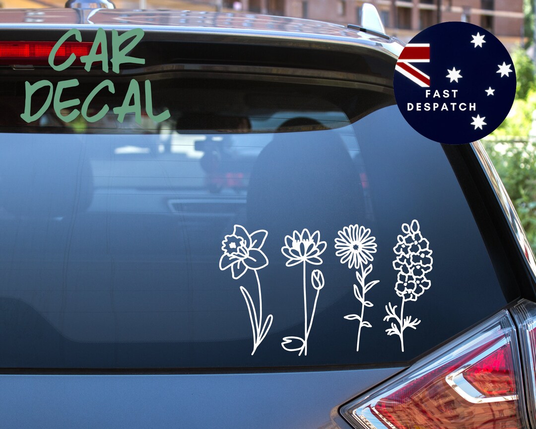 Birth Month Flower Car Decal, Birth Flower, Birth Month Flower Sticker ...