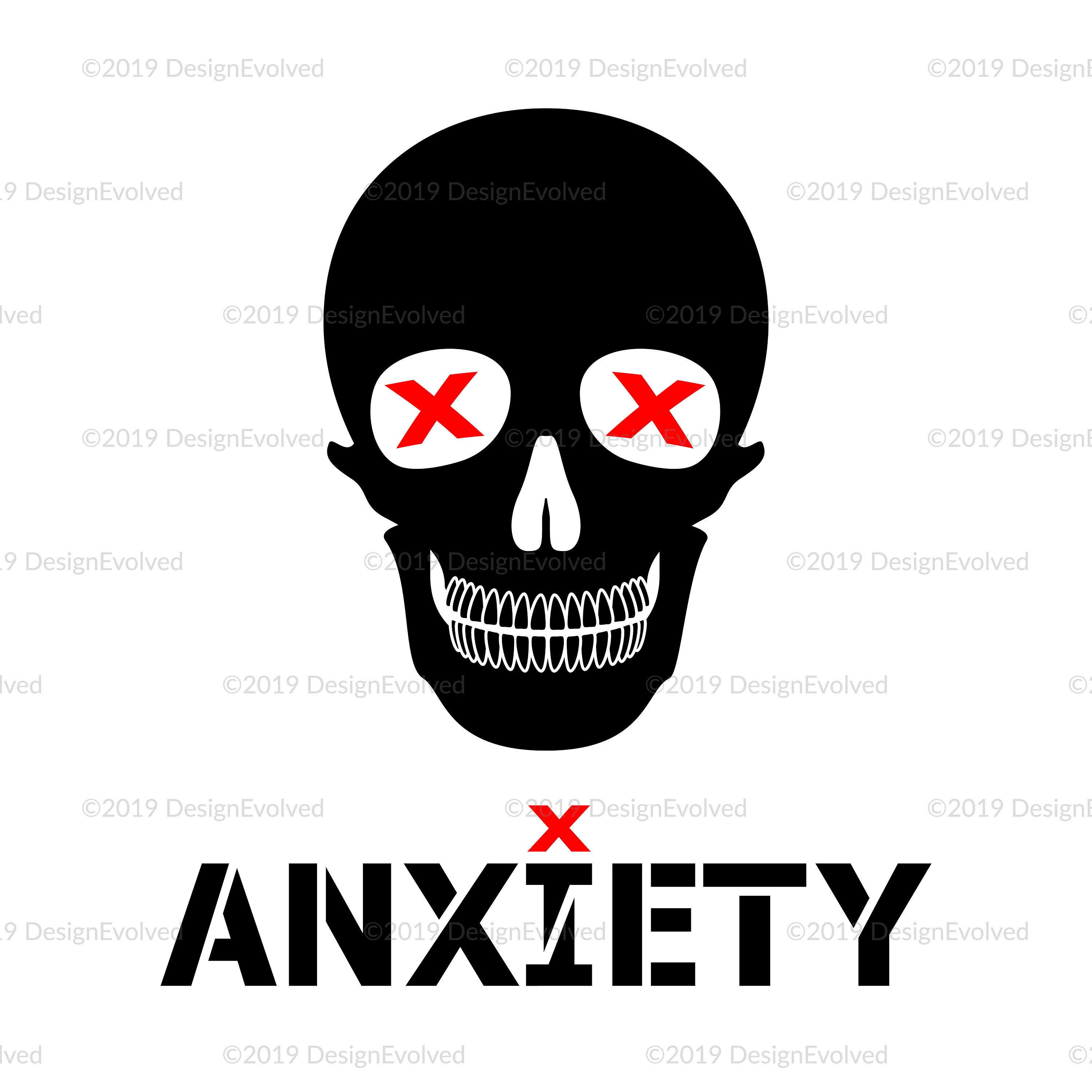 Paper & Party Supplies Decal Art Anxiety Skull Art Print Set Sticker ...