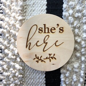 She's Here Sign, Baby Announcement Sign, Newborn Photo Sign, Birth Sign ...