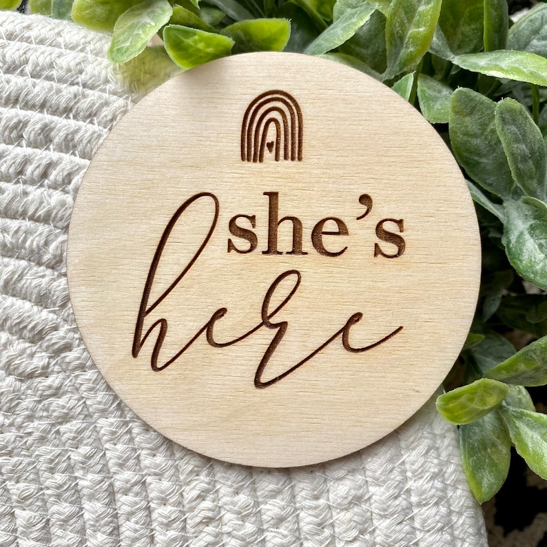 She's Here Sign Baby Announcement Sign Newborn Photo - Etsy