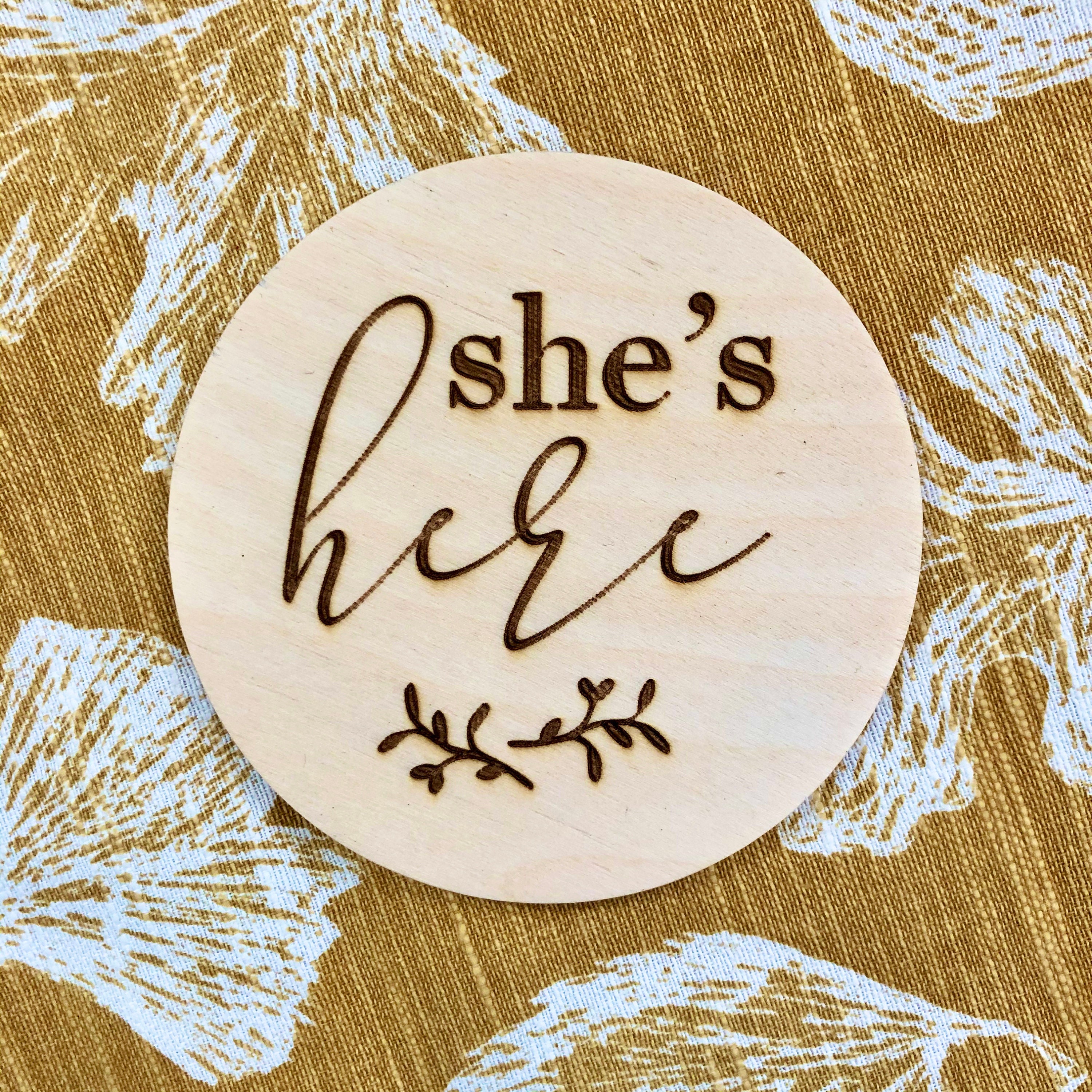 She's Here Sign, Baby Announcement Sign, Newborn Photo Sign, Birth Sign ...