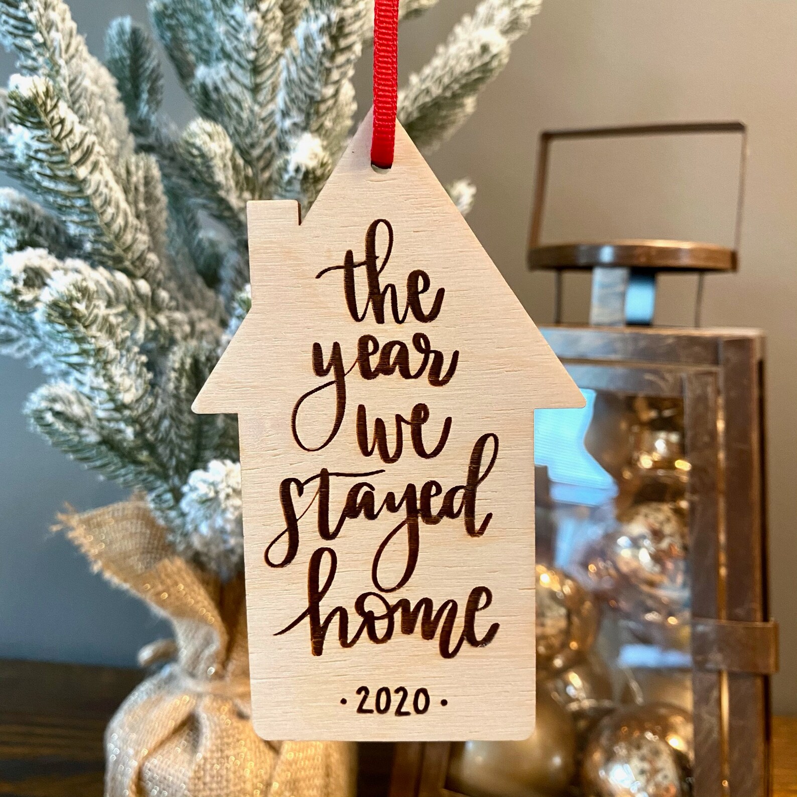 2020 Christmas Ornament Year We Stayed Home Wood Christmas | Etsy