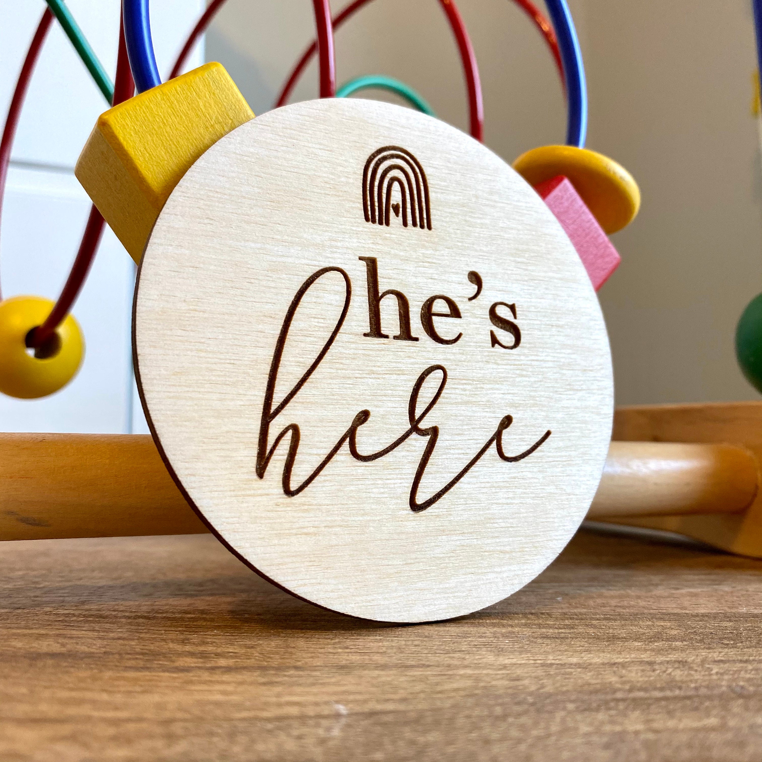 He's Here Sign, Baby Announcement Sign, Newborn Photo Sign, Birth Sign ...