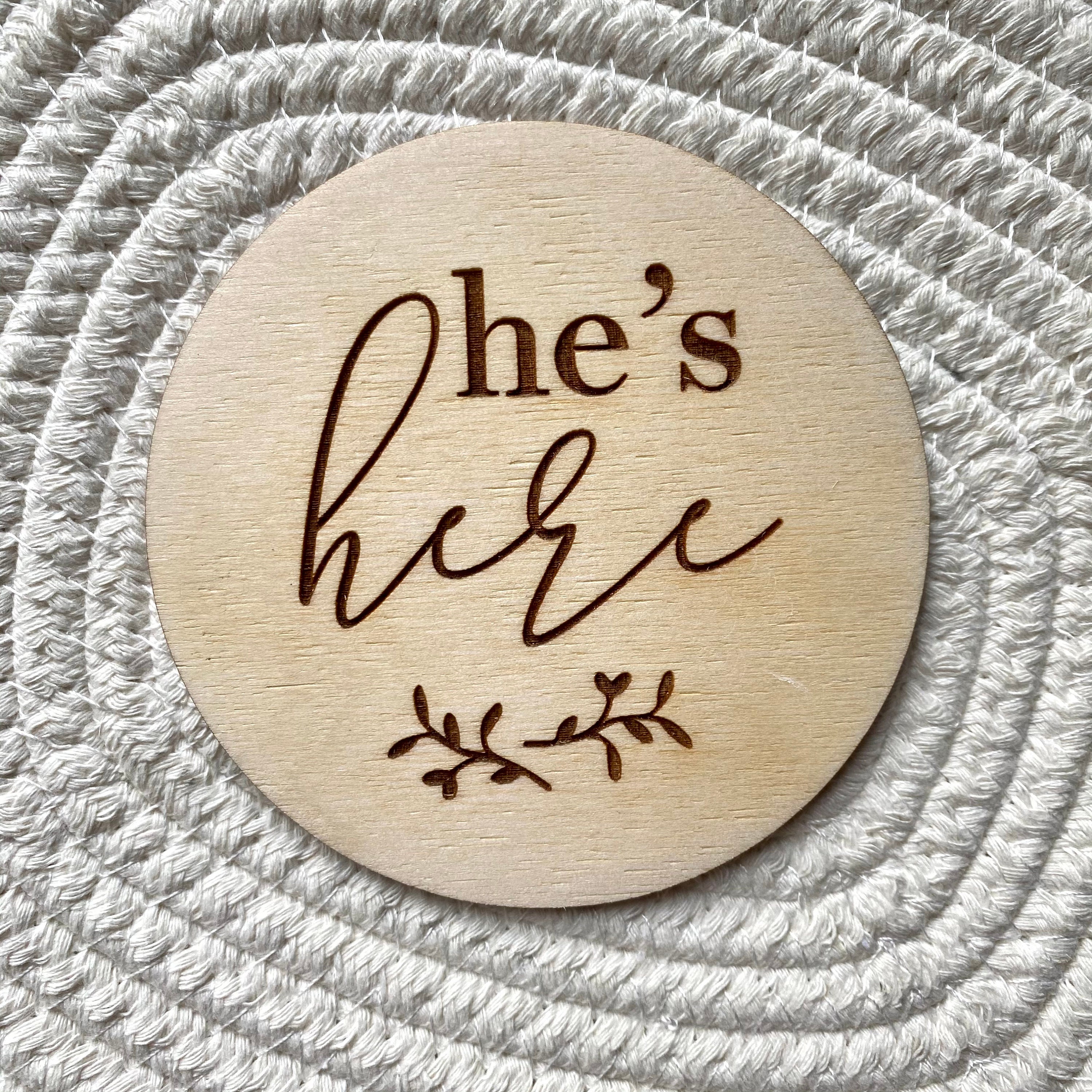He's Here Sign, Baby Announcement Sign, Newborn Photo Sign, Birth Sign ...