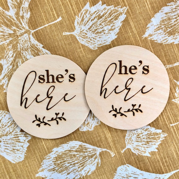 Baby Announcement Sign He's/she's Here Sign - Etsy