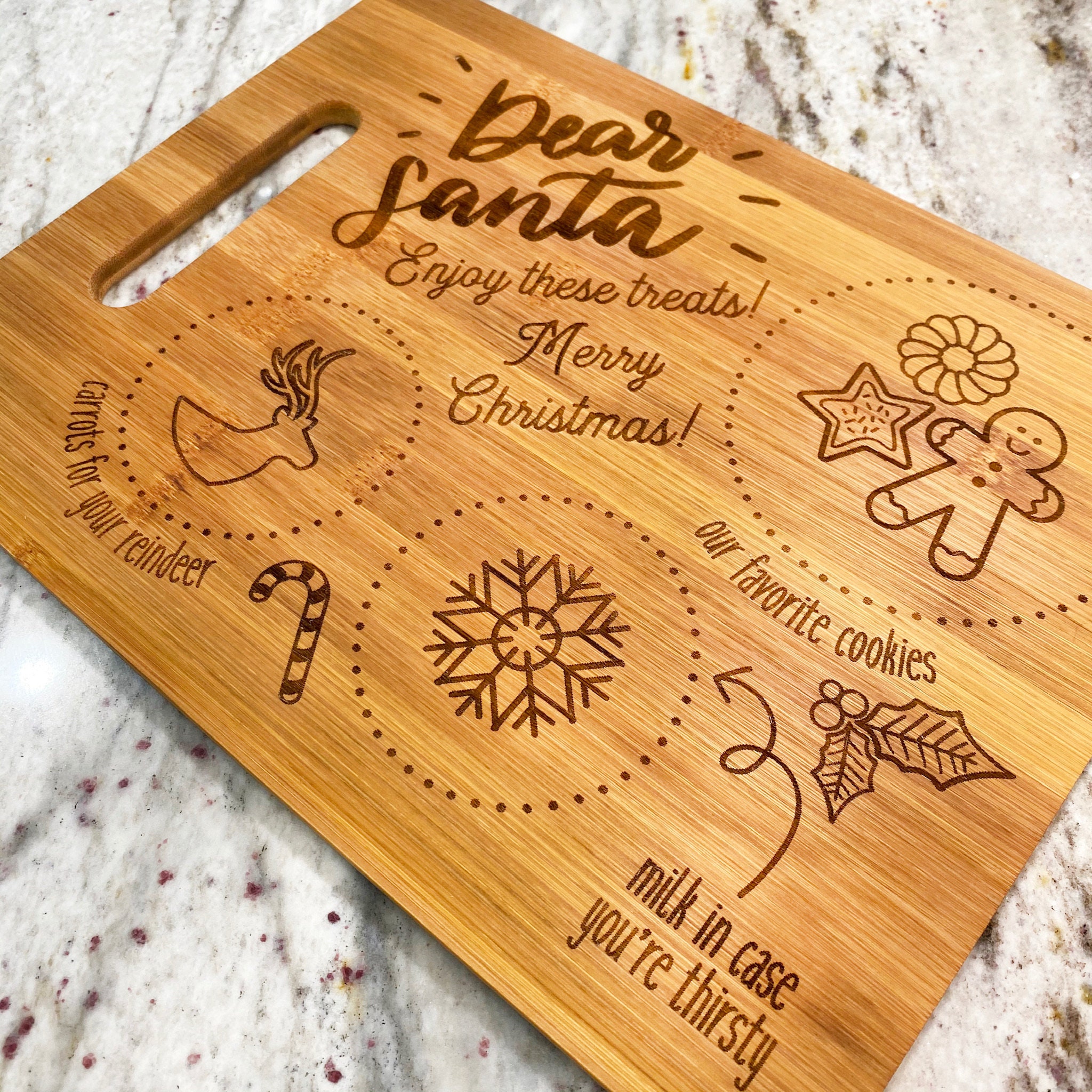 Santa Tray Santa Cookie Plate Bamboo Cutting Board - Etsy