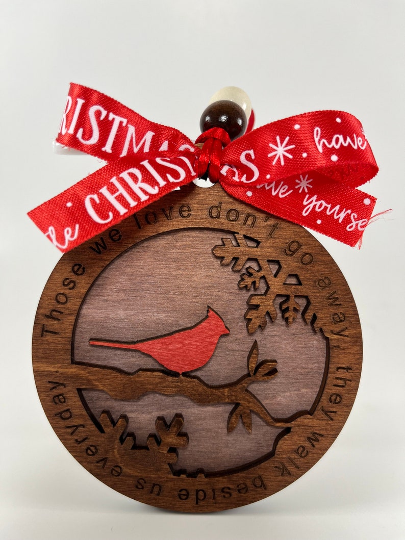 Cardinal SVG, Laser Cut File DIY, Lost Loved One, Wood Round Ornament ...