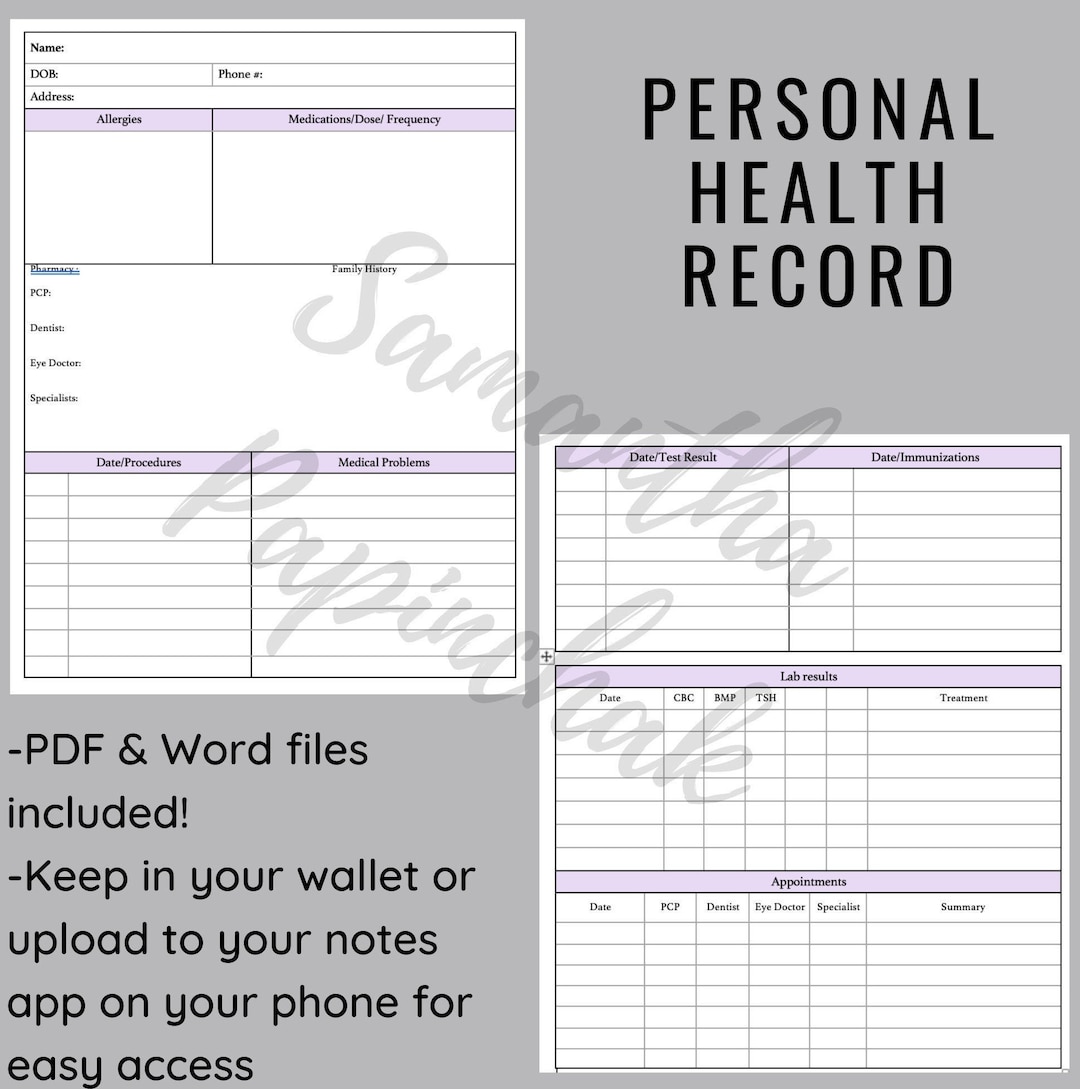 Personal Health Record, Medical Record, Medication Tracker, Health ...