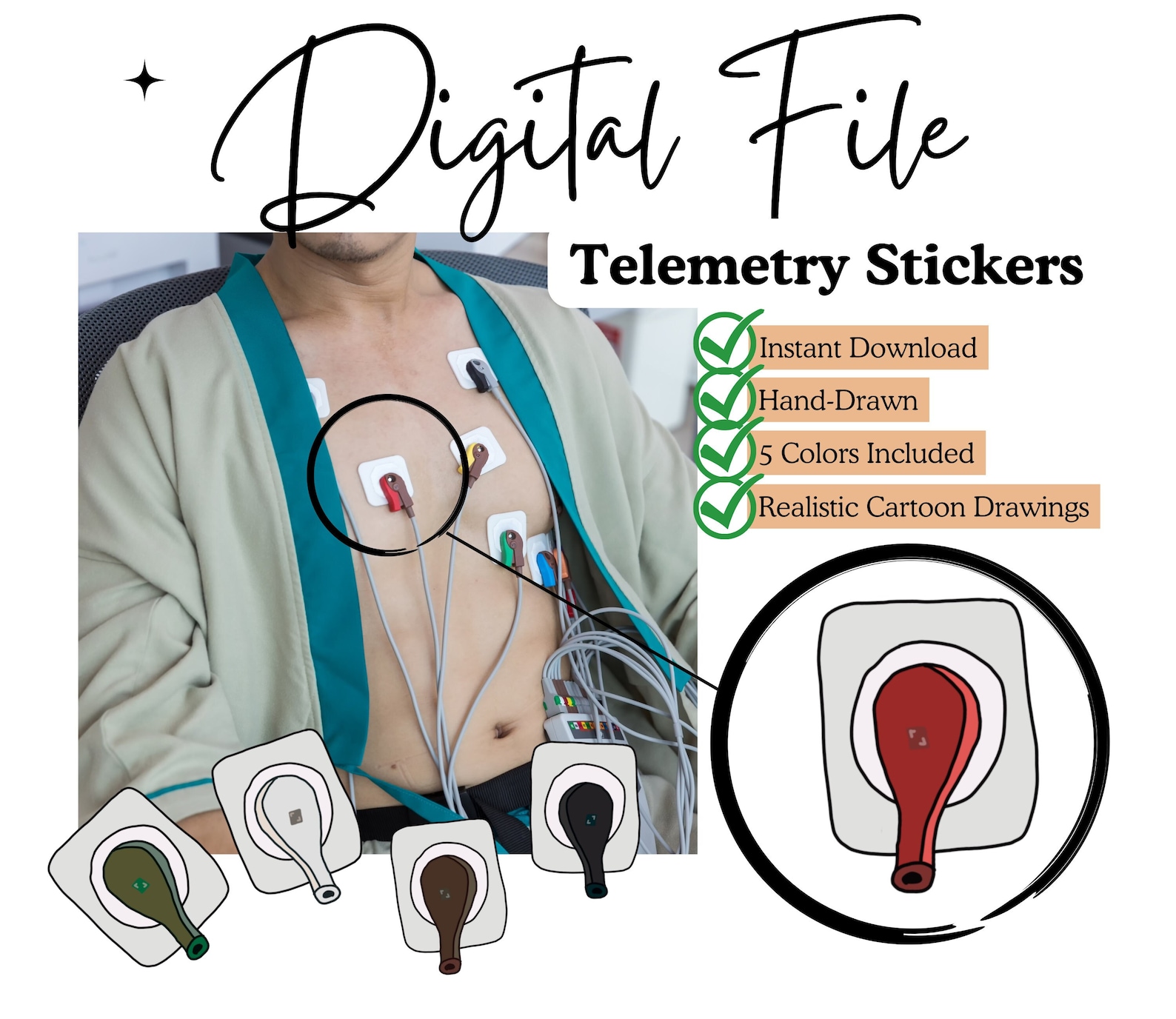 EKG Stickers, Telemetry Sticker PNG File, Instant Download - Etsy