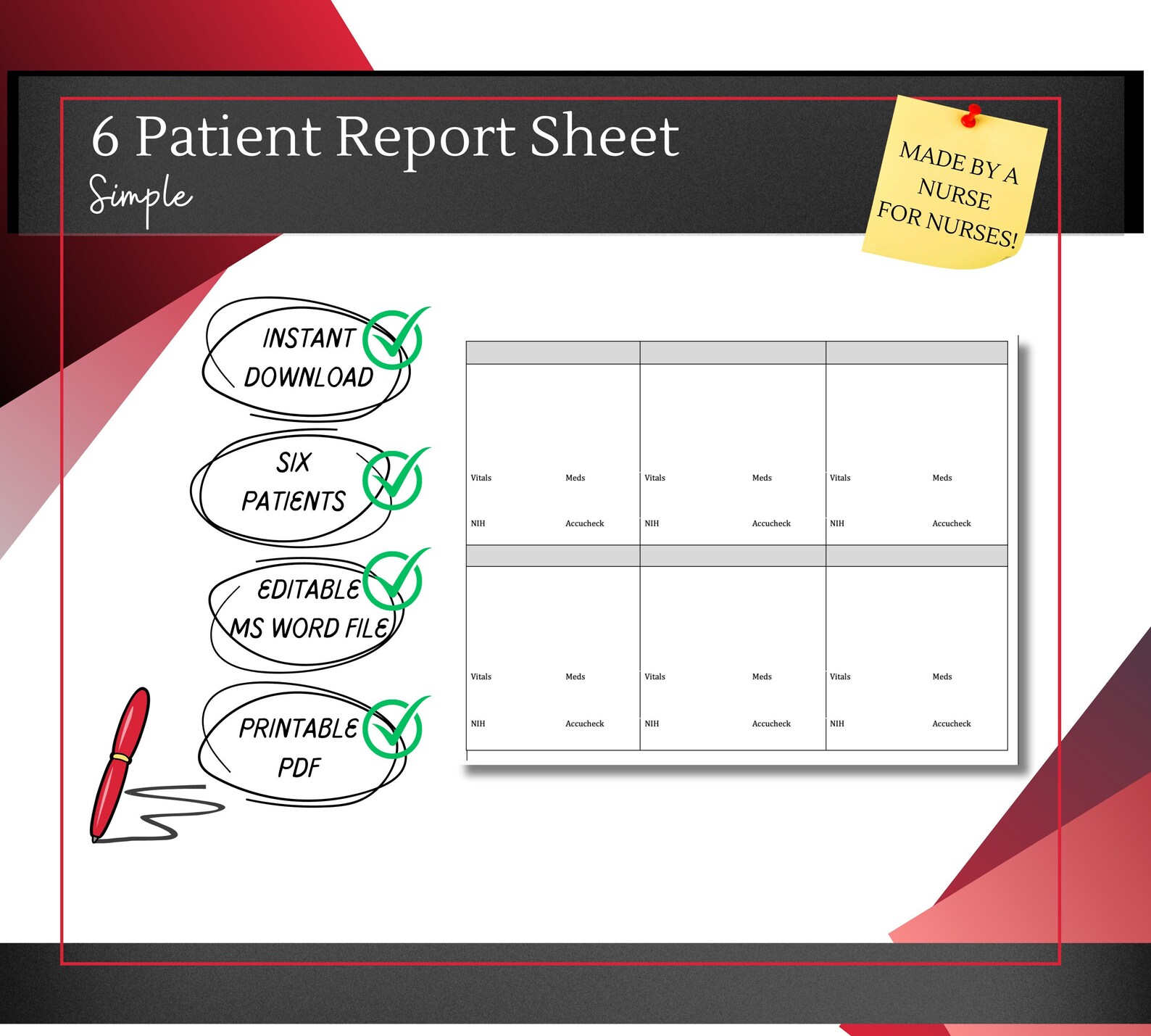 6 Patient Simple Nursing Brain Sheet - Etsy
