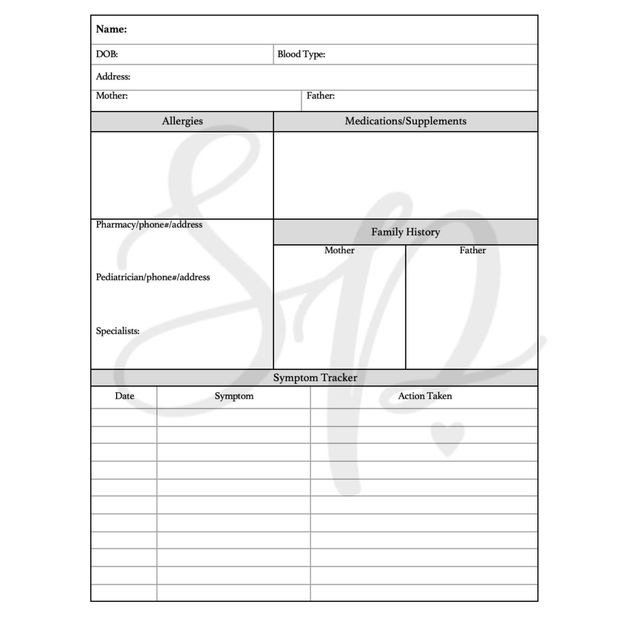 Child / Toddler / Baby / Infant Health Record Medical Tracker, Vaccine ...