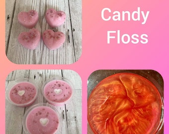 Mini Candy Floss Pink Hearts and Glitter Wax Melts X30. Handmade ...