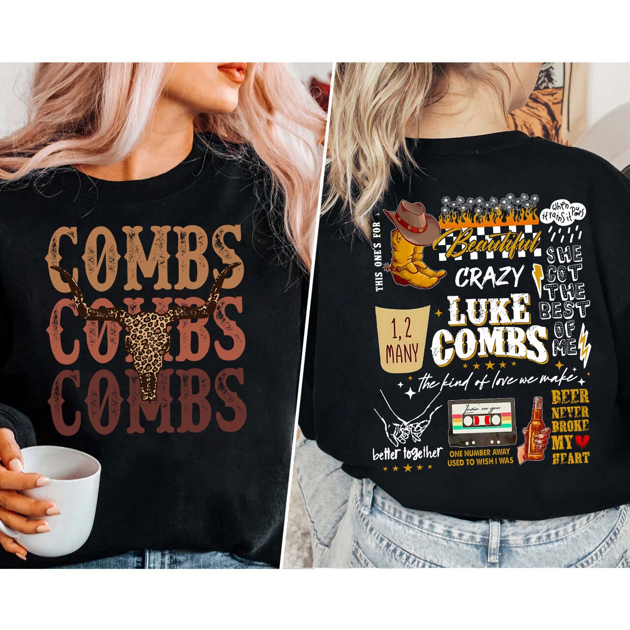 Luke Combs Music Tour Png, Vintage Combs Bullhead PNG, Country Music ...