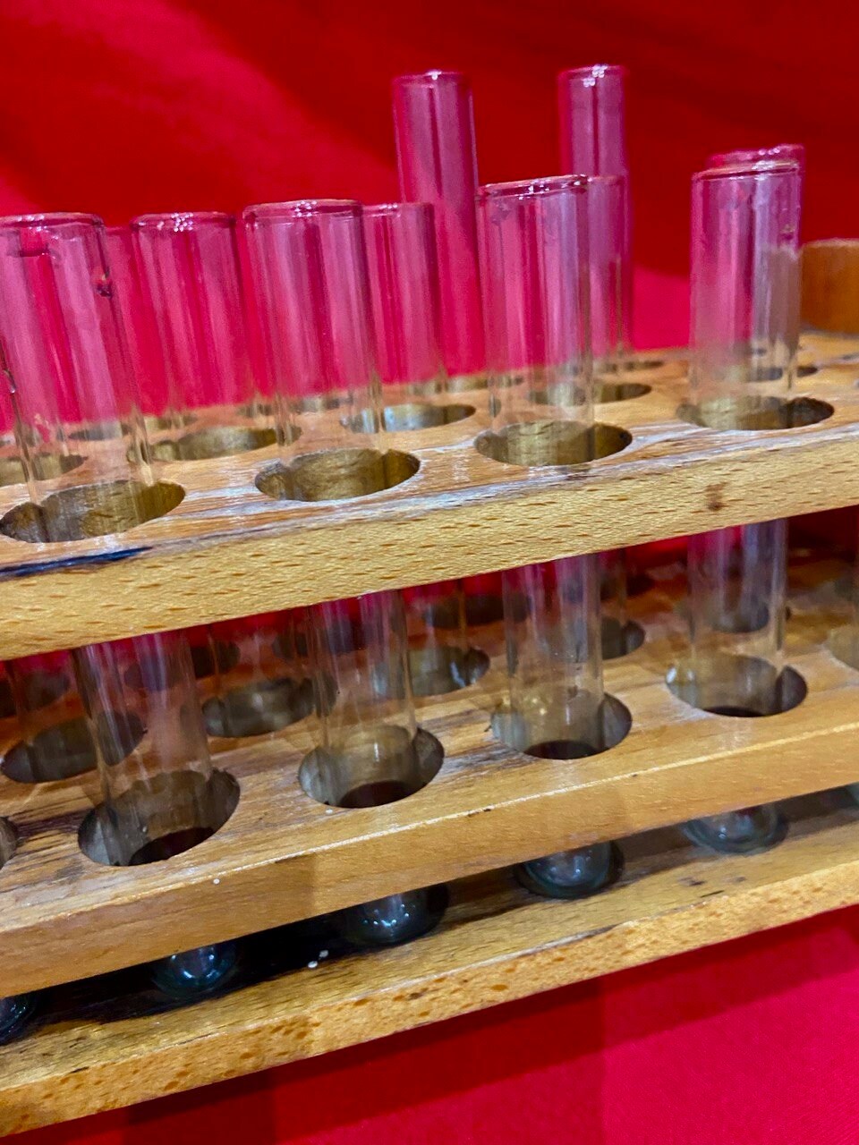 Soviet Vintage Wooden Lab Test Tube Holder and 20 Test Tubes, Made in ...