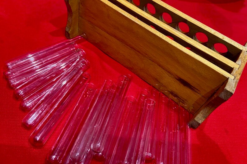 Soviet Vintage Wooden Lab Test Tube Holder and 20 Test Tubes, Made in ...