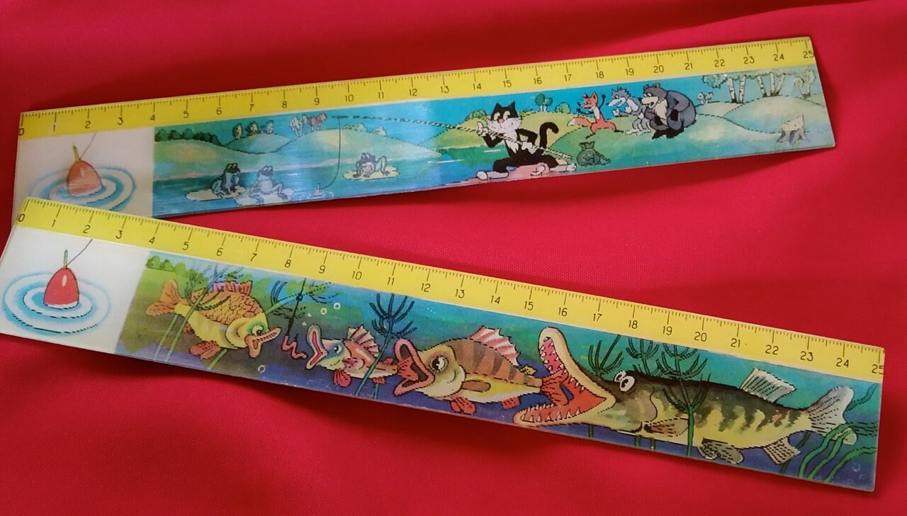 Soviet Vintage Ruler Old School Ruler Fisher Cat 3D - Etsy