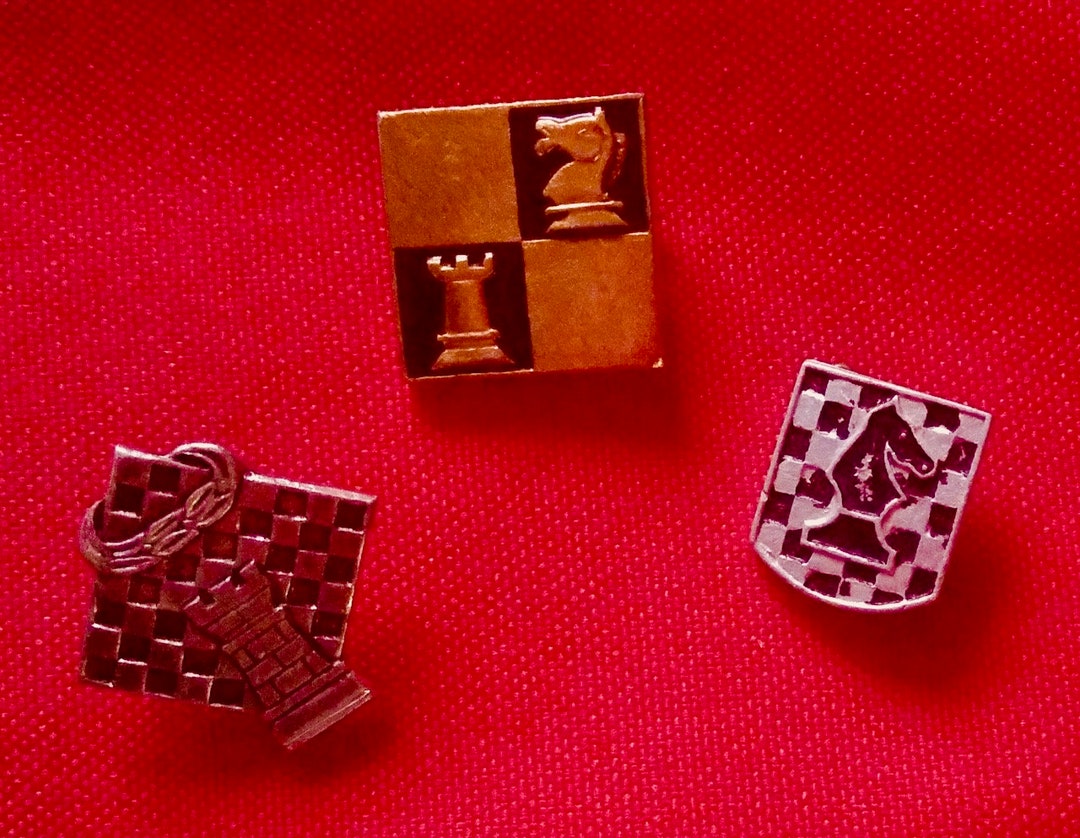 Soviet Vintage Badge, Set of 3, Chess Pins, Chess Badges, Soviet Sport ...